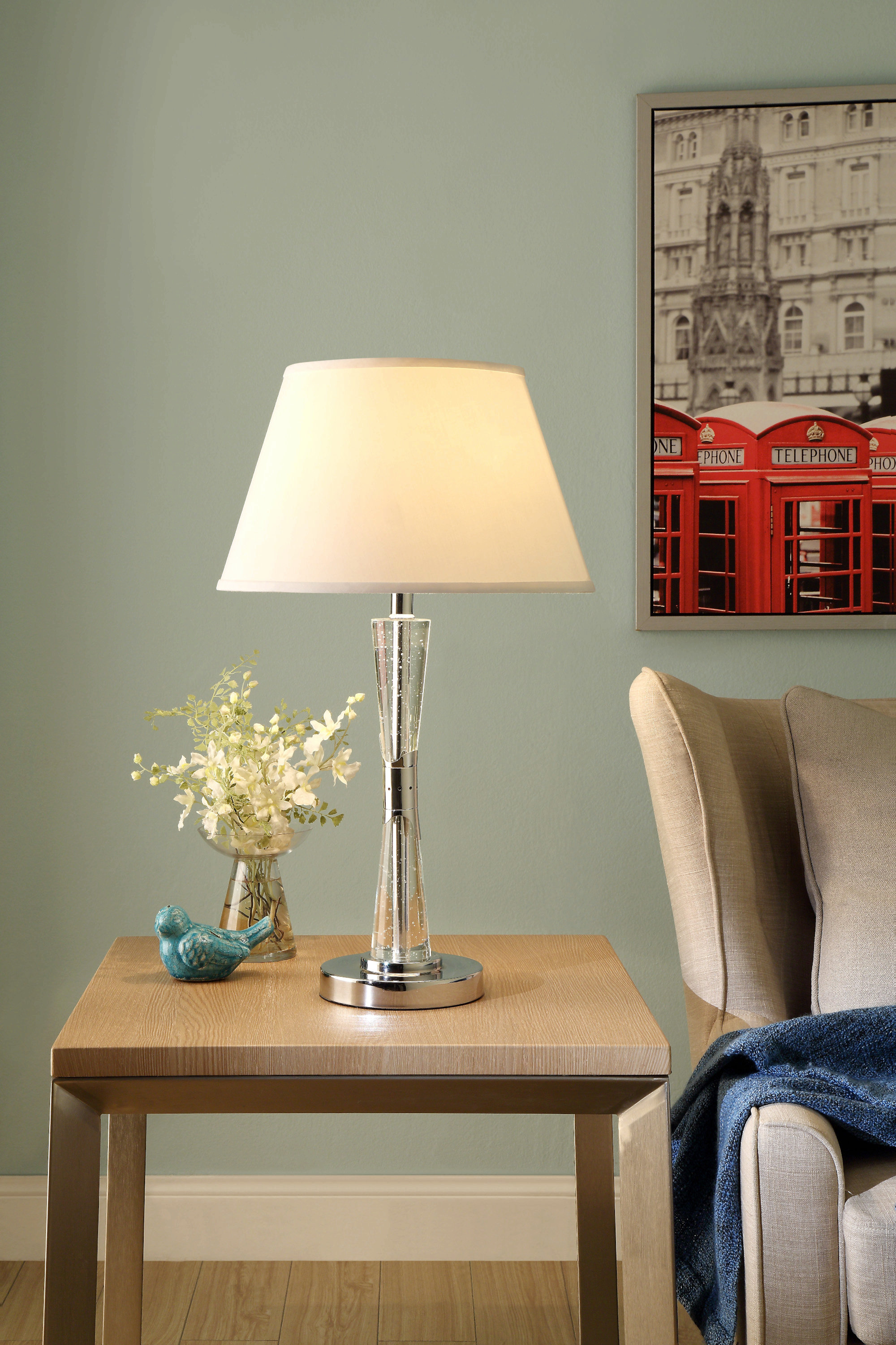 Bloomsbury Market Modern Home Decor Table Light 1Pc Chrome Finish Glass ...