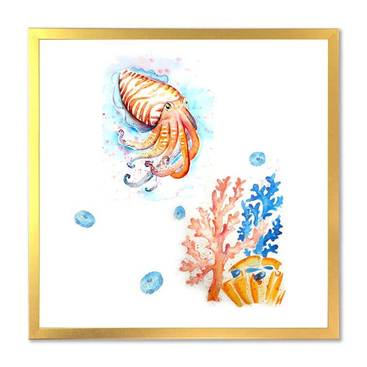 Highland Dunes Aquarelle Cuttlefish Art II Framed On Canvas Painting ...
