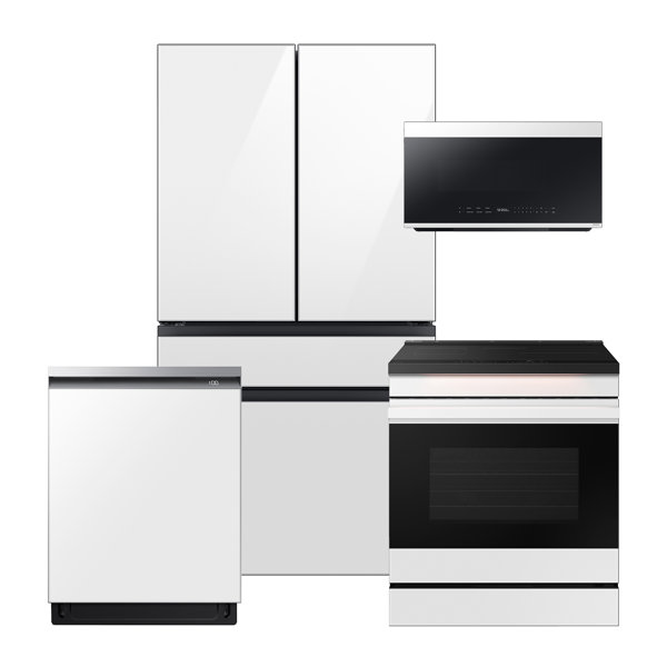 Samsung Bespoke White Glass Counter Depth Kitchen Package with 23 cu ...