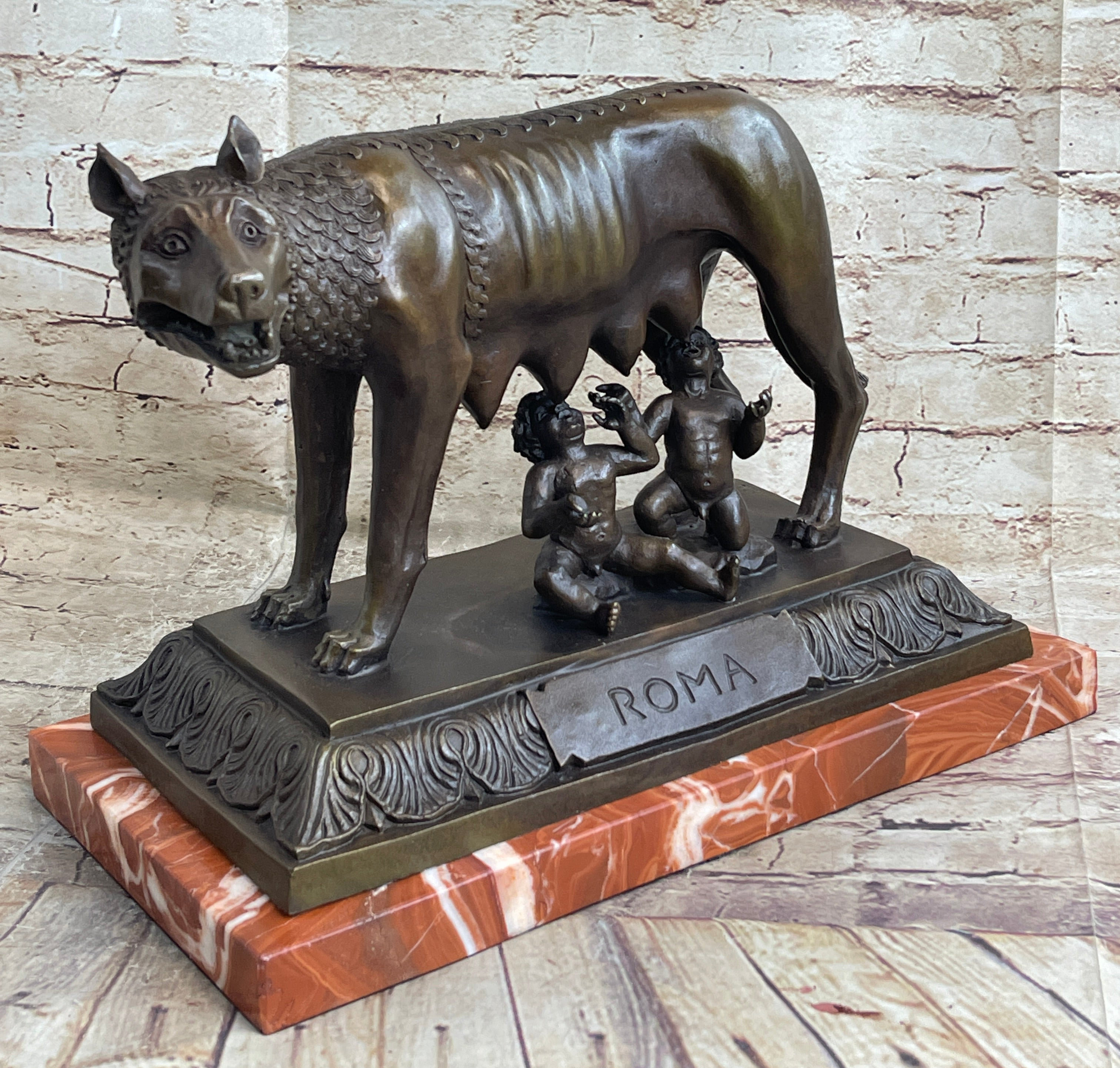 Red Barrel Studio® The Capitoline Wolf Romulus Remus Bronze Metal ...