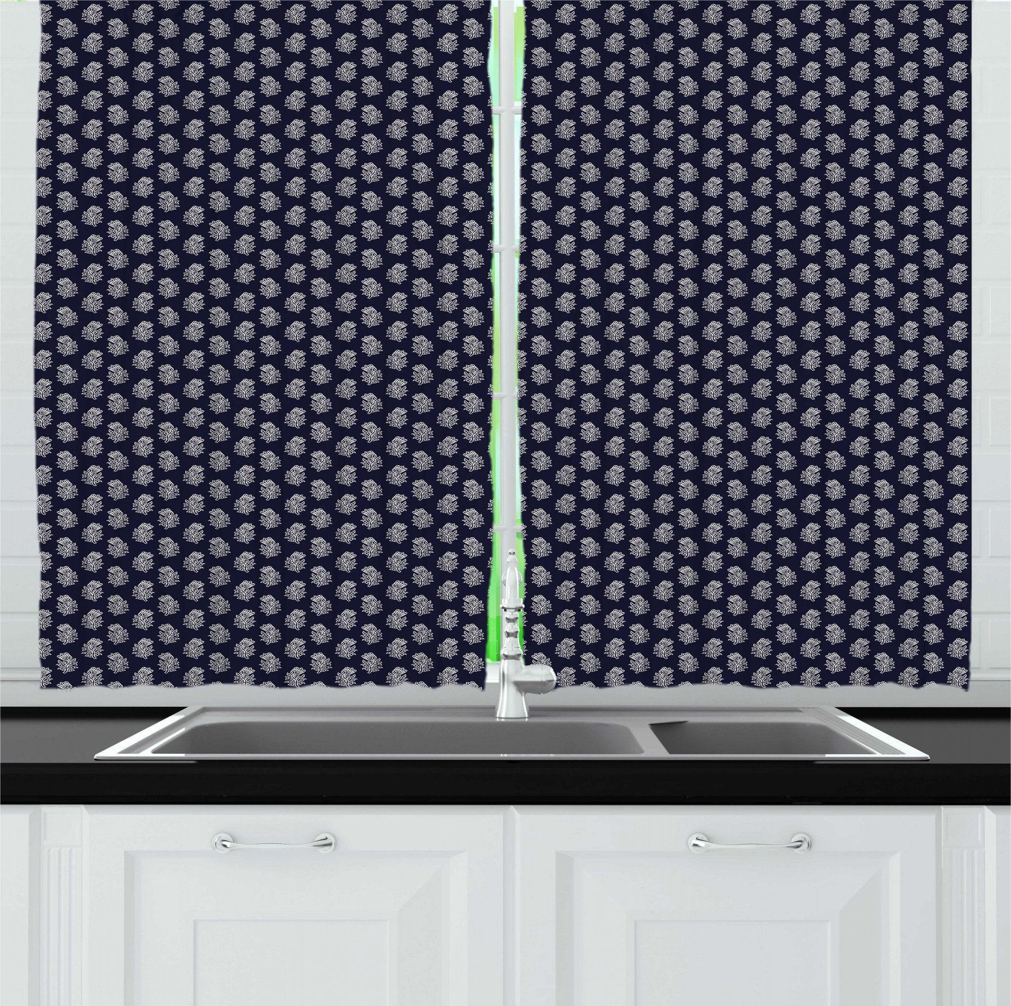 East Urban Home Floral Kitchen Curtain | Wayfair