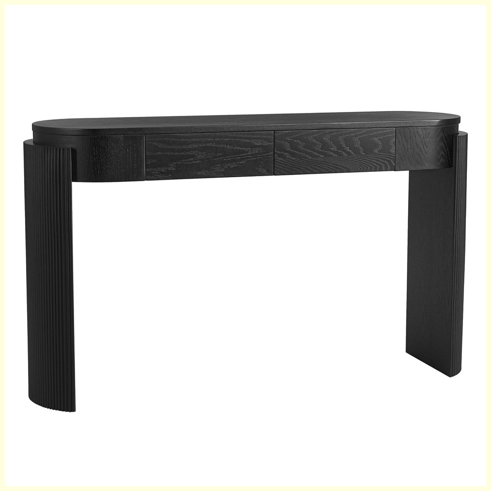 Latitude Run® Modern Console Table with Fluted Design, Oval Top and 2 ...