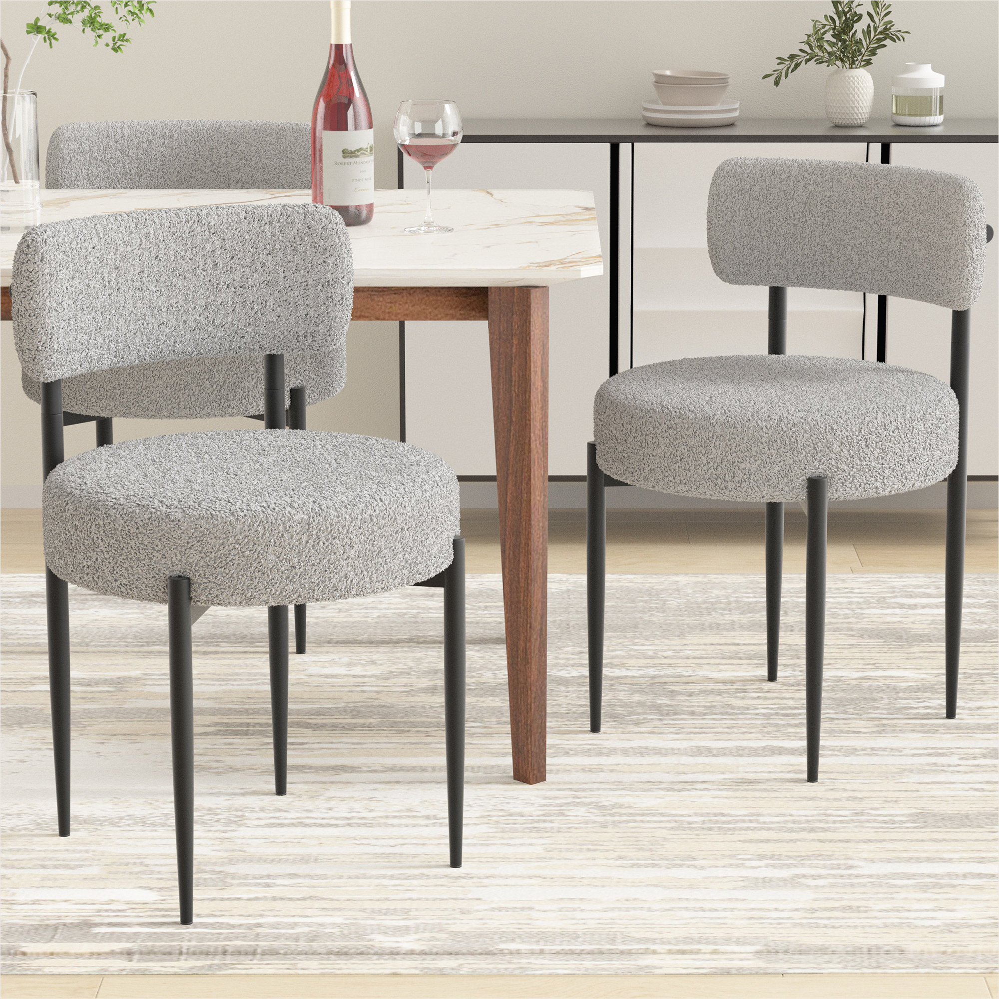 Latitude Run® Latitude Run Round Boucle Dining Chairs Set 2 - Wayfair ...