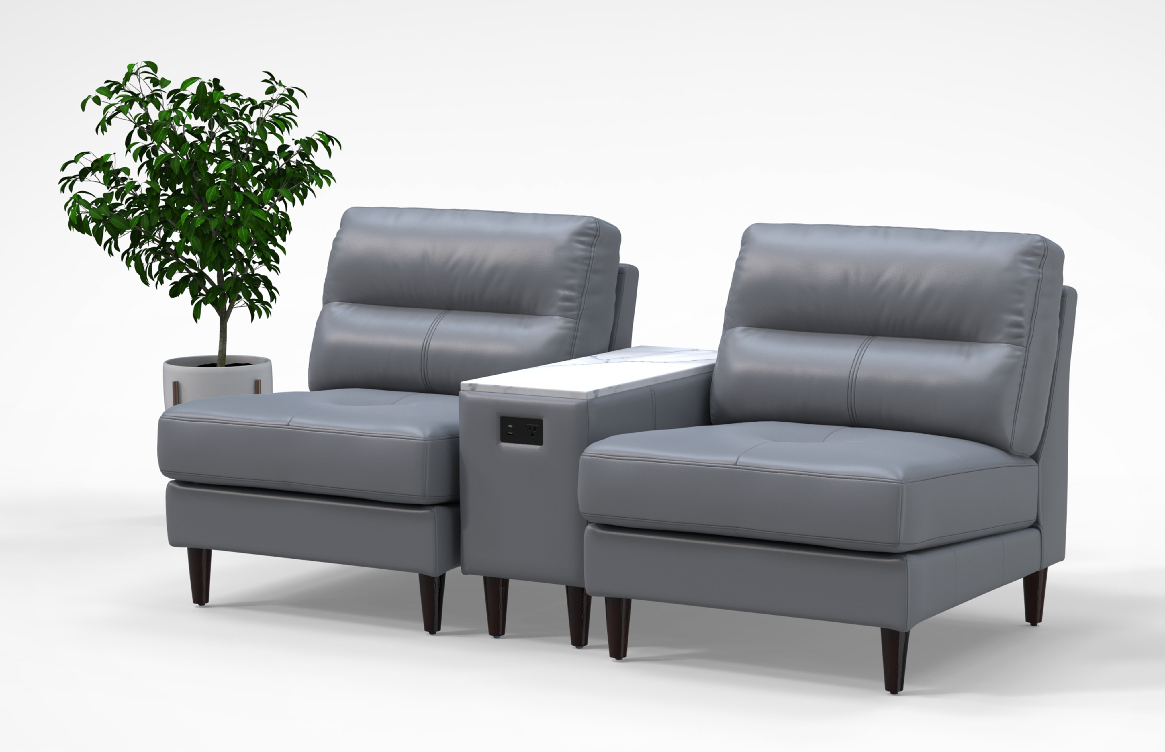 Reunion 2 Person Waiting Room Reception Chairs with Charging Tables Set ...