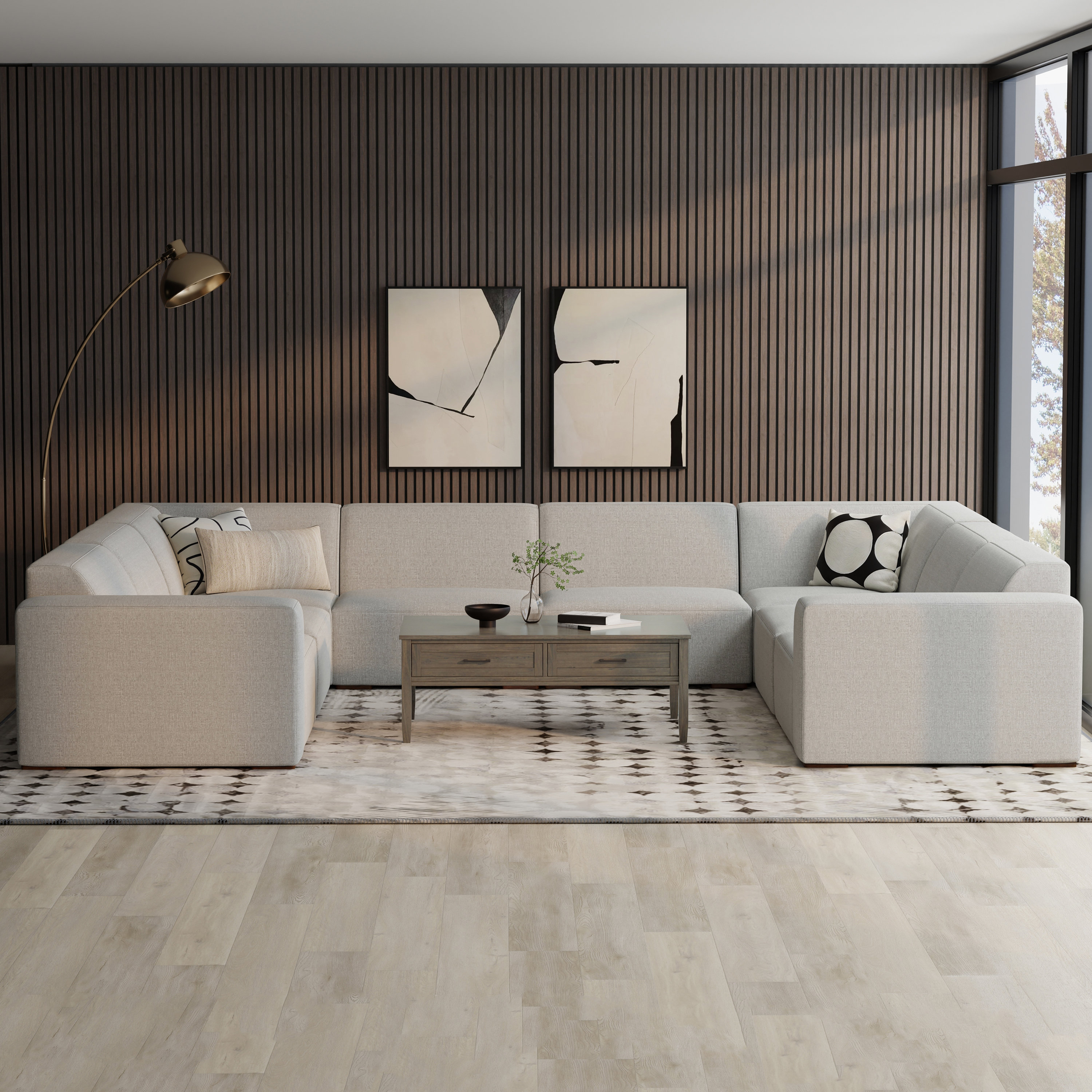 Simpli Home Rex Large U-Shaped Sectional Sofa in Pale Grey, Large ...