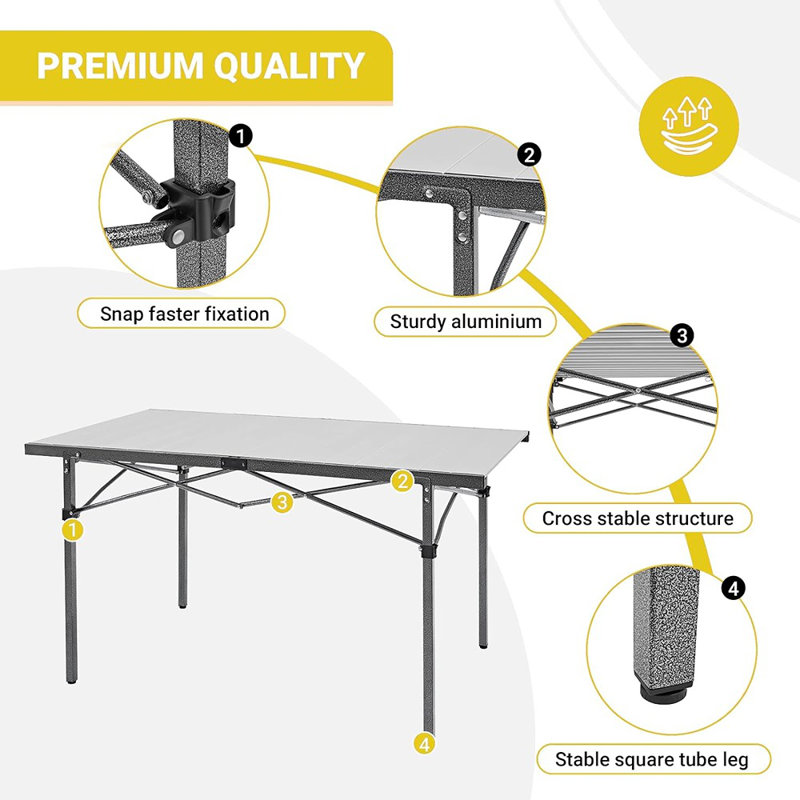MAXAYA Camping Table Aluminum Folding Table Roll Up Lightweigh... | Wayfair