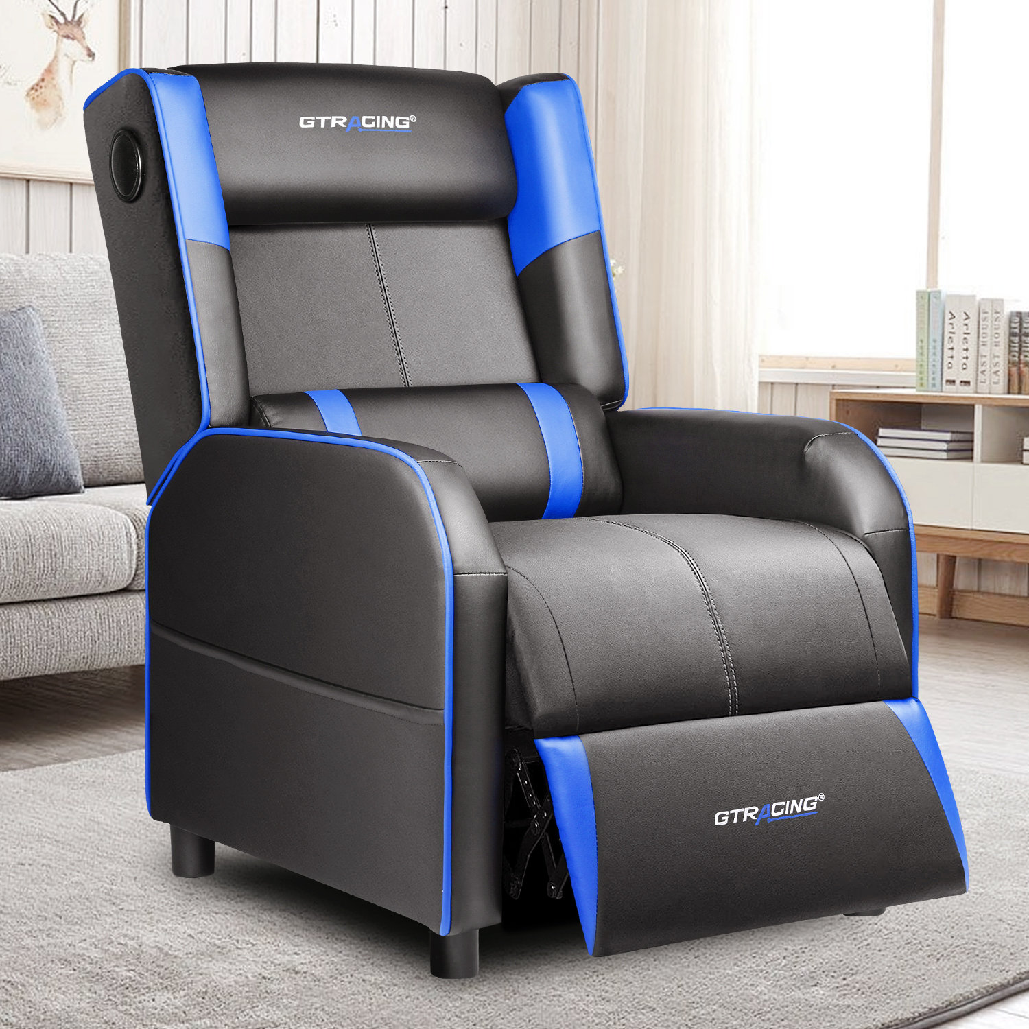 Lucklife Gaming Recliner Chair with Bluetooth Speakers Racing Style ...