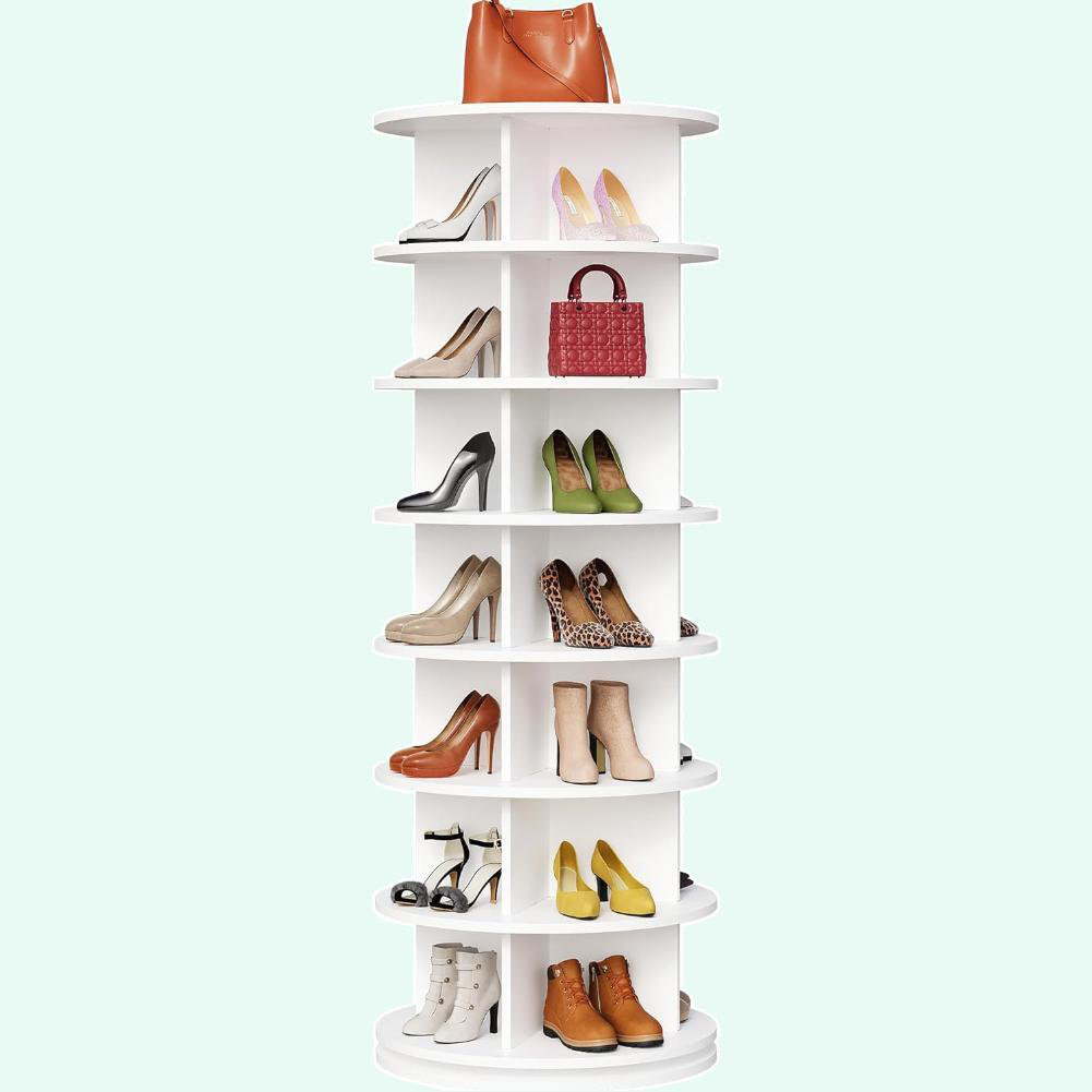 George Oliver Rotating Shoe Rack Tower 7-Tier Handbag Storage Organizer ...