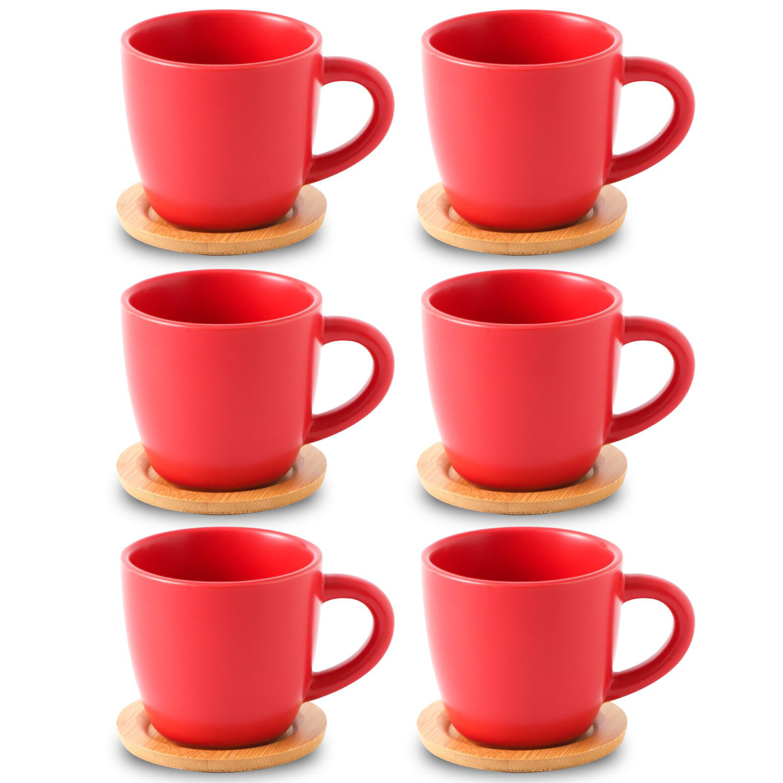 BOJUNTAN 8 Oz Tea Cups And Saucers Set Of 6, Ceramic Coffee Cups Latte ...