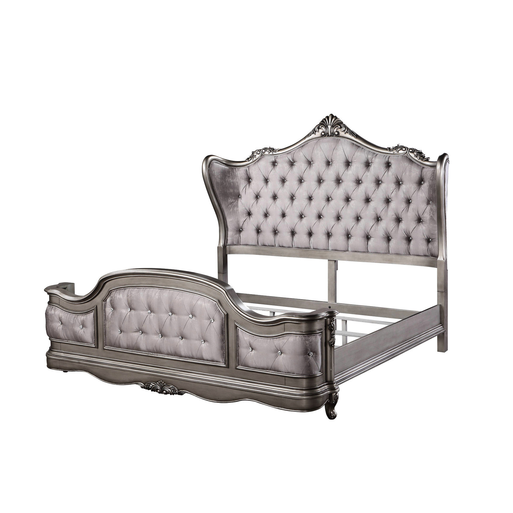 Latitude Run® Antique Platinum Finish Queen Bed - Velvet Bedroom ...