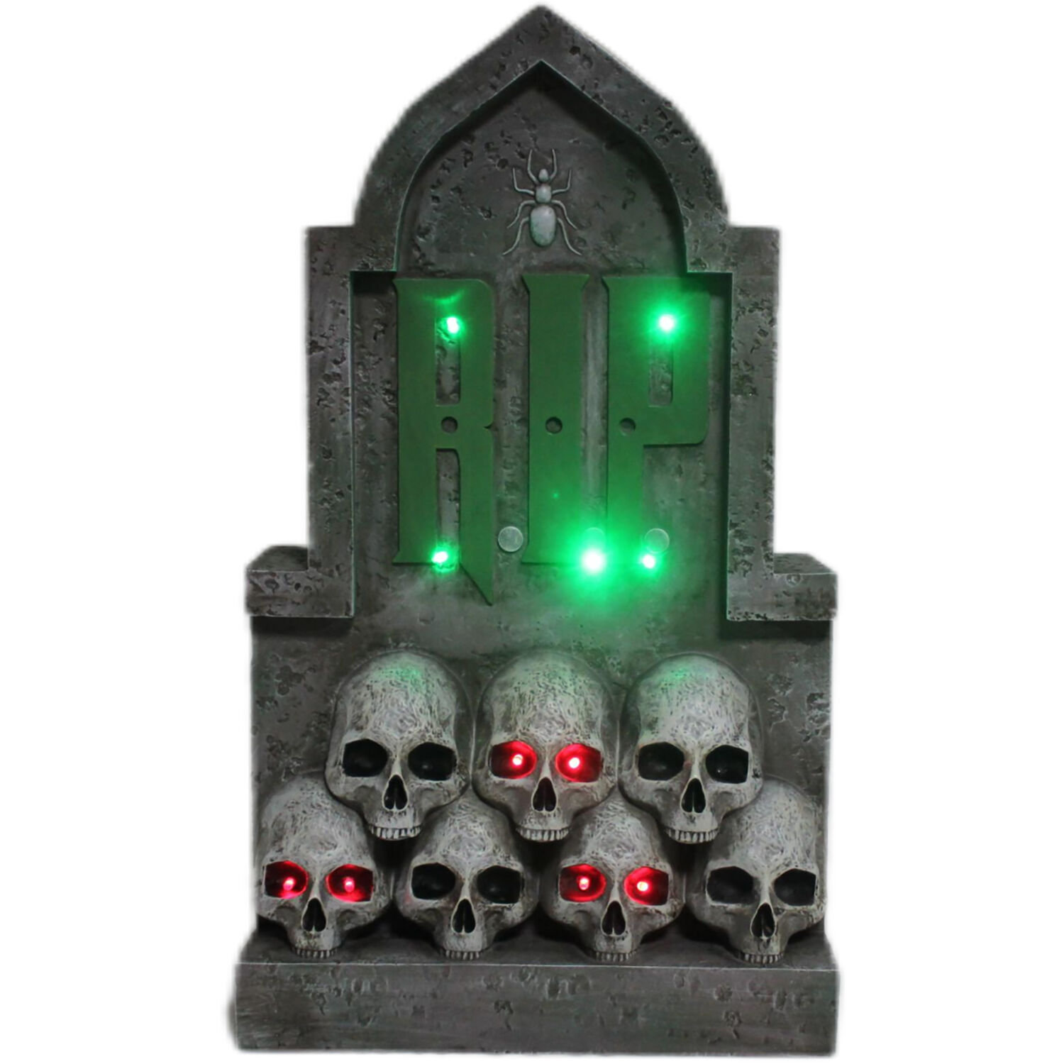 Haunted Hill Farm RIP Tombstone with Skulls Prelit LED Resin Figurine ...