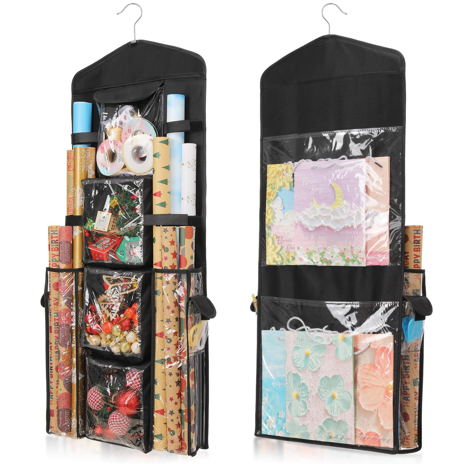 Hokku Designs Wrapping Paper Storage, Gift Wrap Organizer Holder Double-Sided Hanging Gift Bag ...