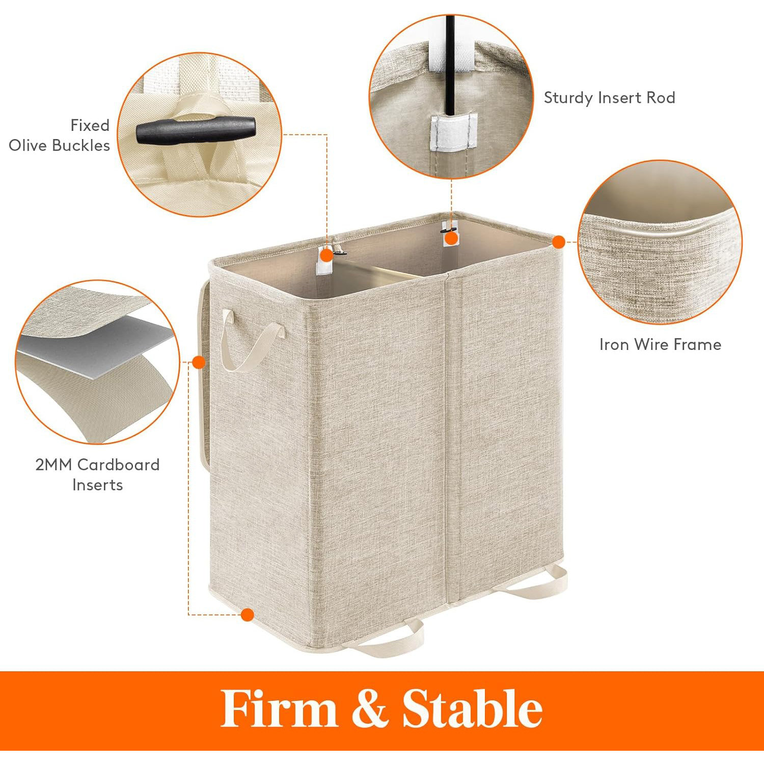 Latitude Run® Double Laundry Hamper With Lid And Removable Laundry Bags ...