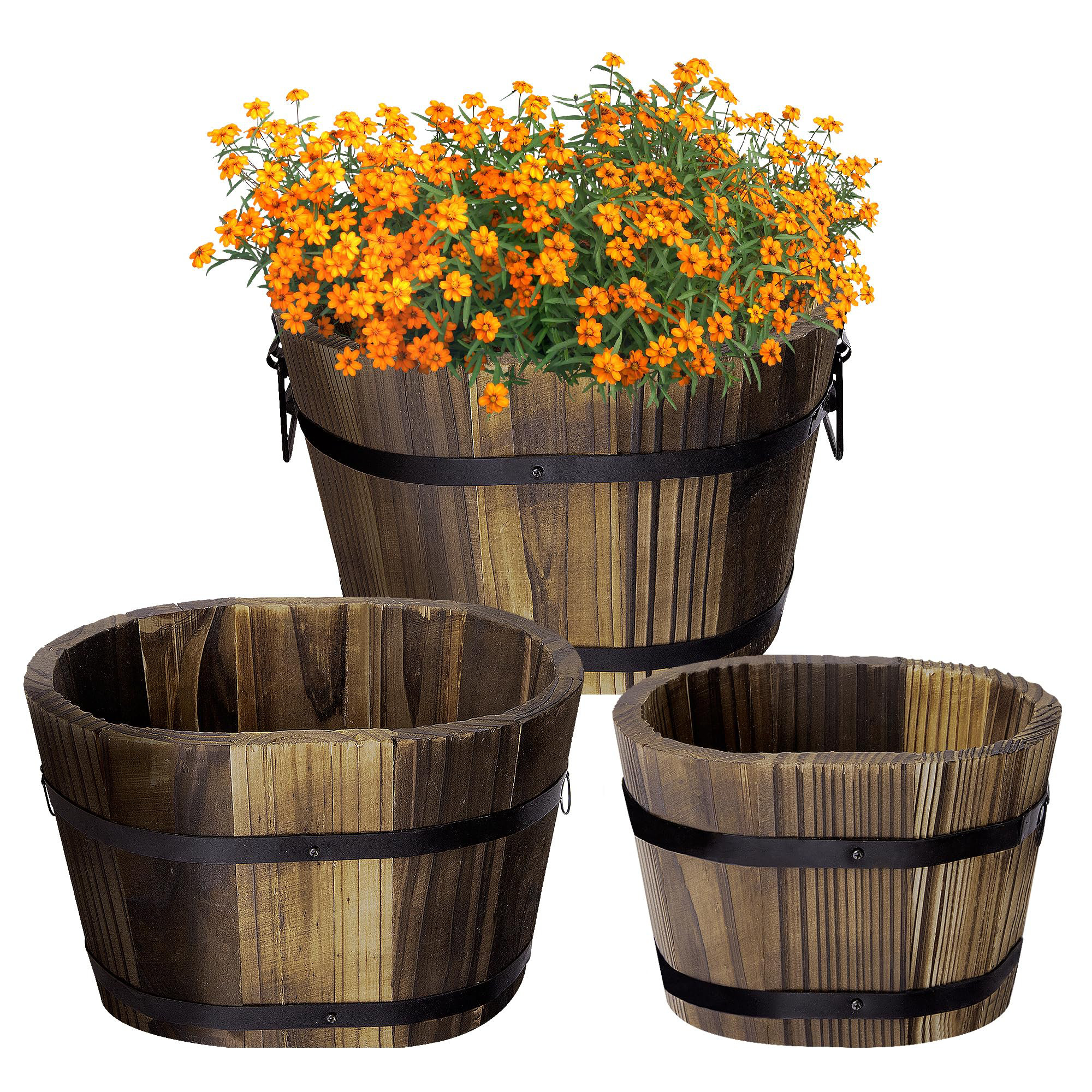 Gracie Oaks Classic Wood Planters Set - Durable, Weather-Resistant ...