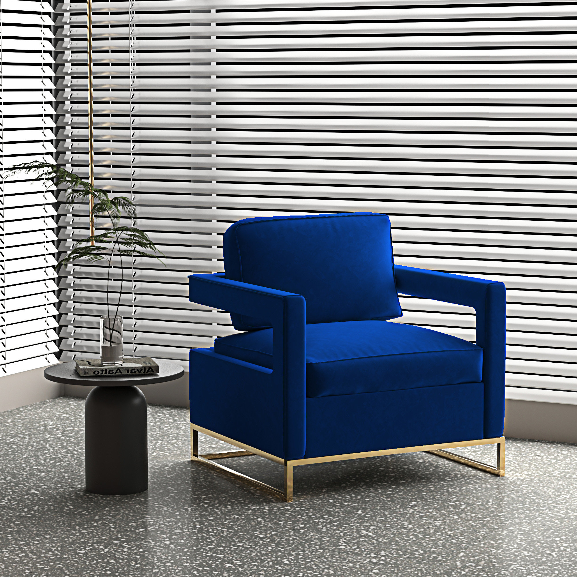 Everly Quinn Modern Style Accent Chair With Gold Metal Base ...