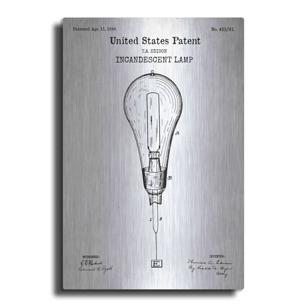 17 Stories " Incandescent Lamp Blueprint Patent White " by Patents ...