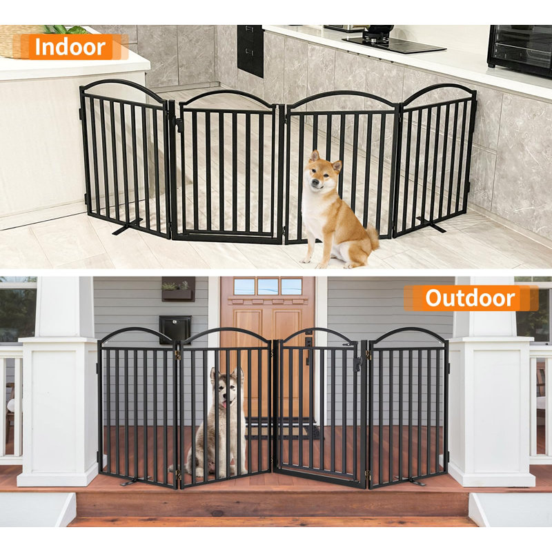 BETOFUL Metal Freestanding Dog Gates with Door | Wayfair