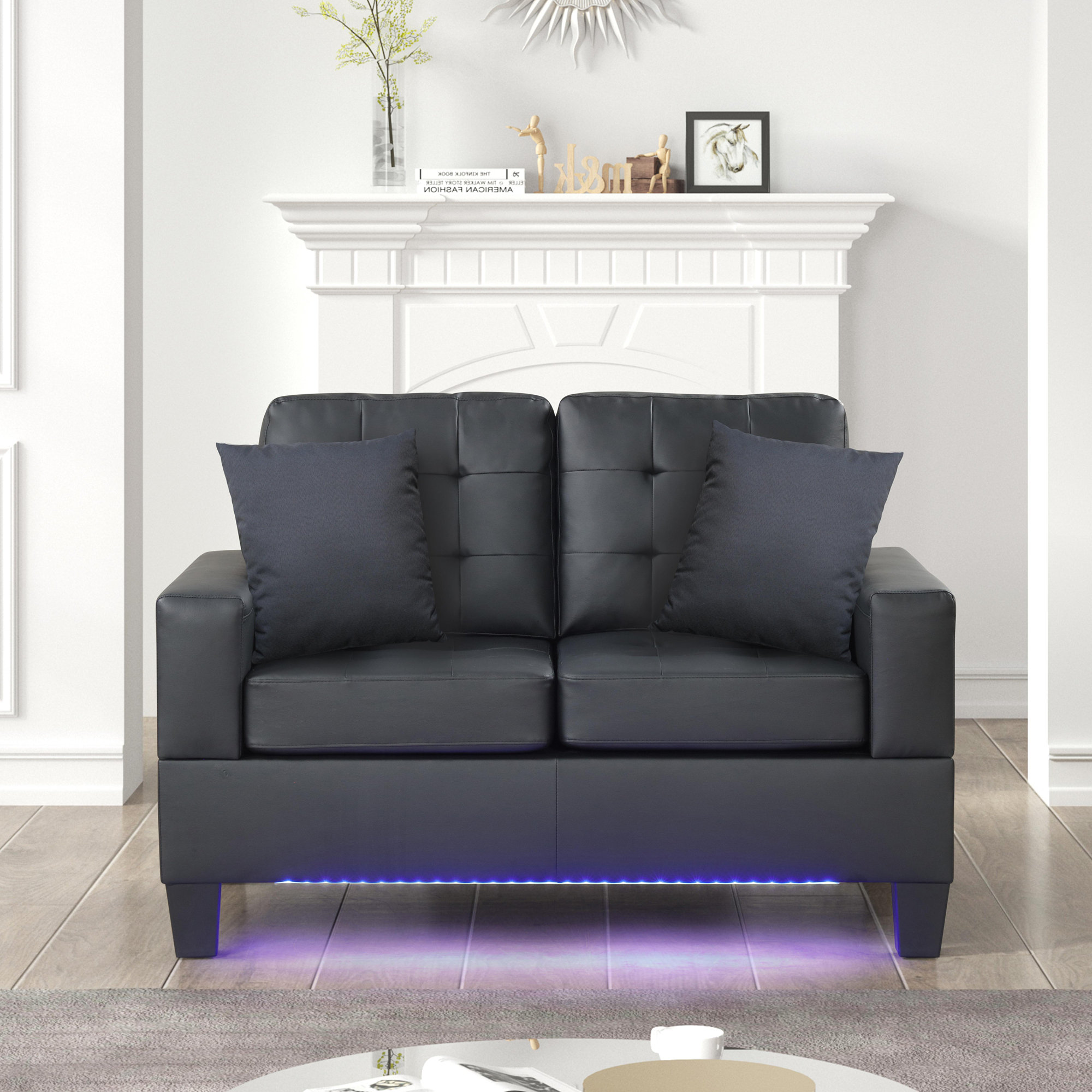 Ivy Bronx PVC Fabric Loveseat with LED Lights, USB Charger - Wayfair Canada