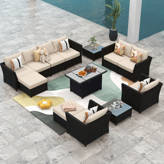 Sol 72 Outdoor™ Abigale Concrete/Glass Propane/Natural Gas Fire Pit ...