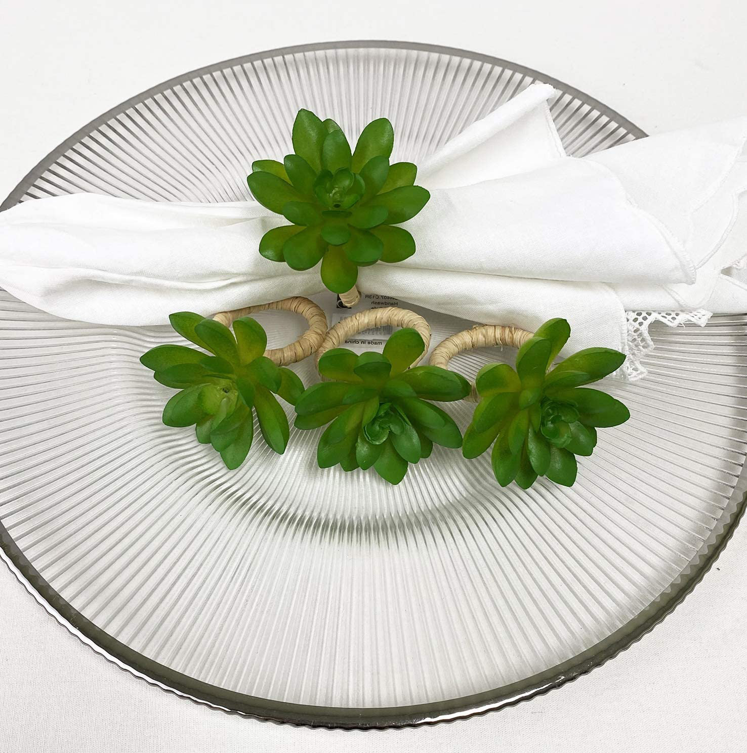 Bungalow Rose Green Desert Succulent Flower Decorative Napkin Rings ...