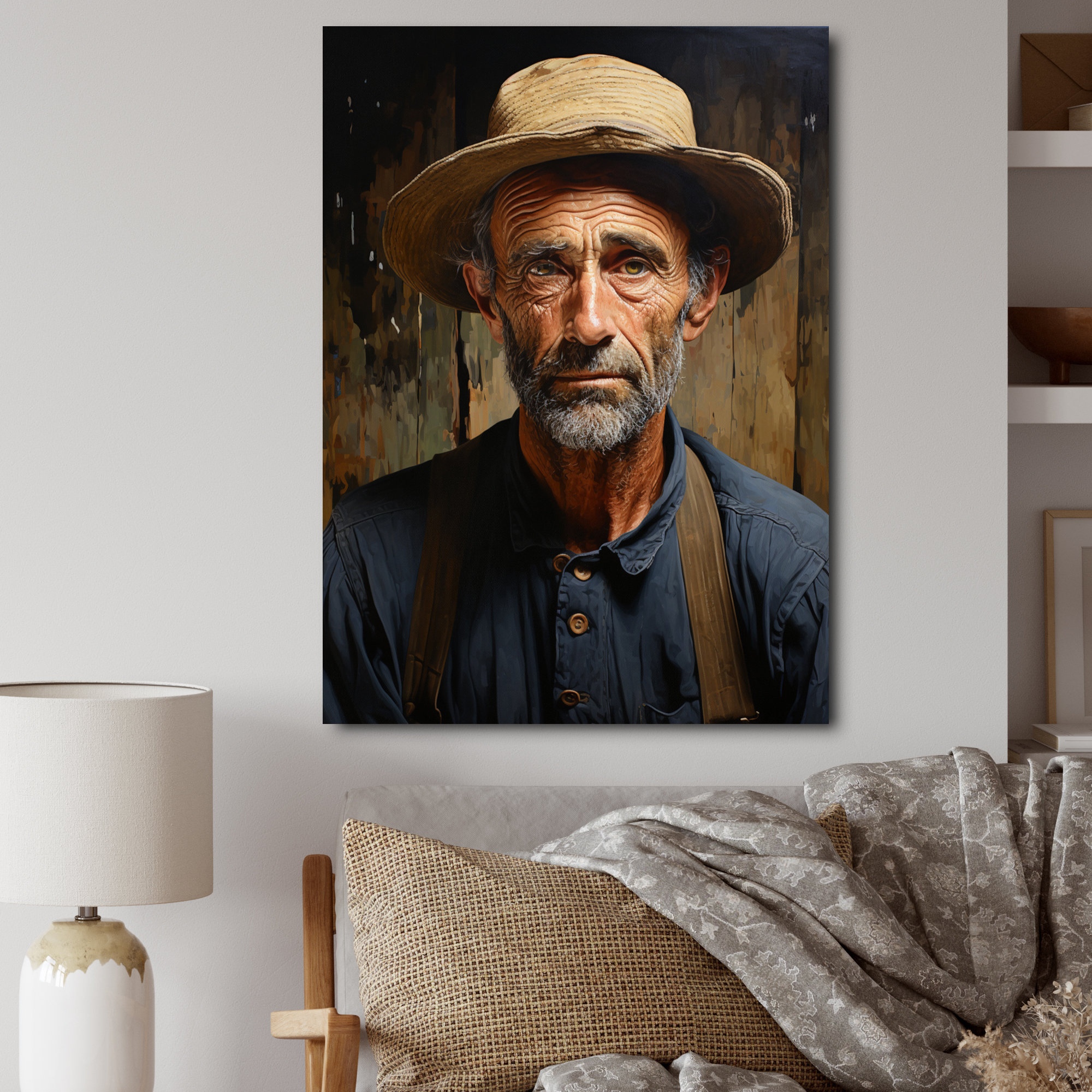 Red Barrel Studio Farmhouse Farmer Portraits Ii I - Portrait Canvas ...