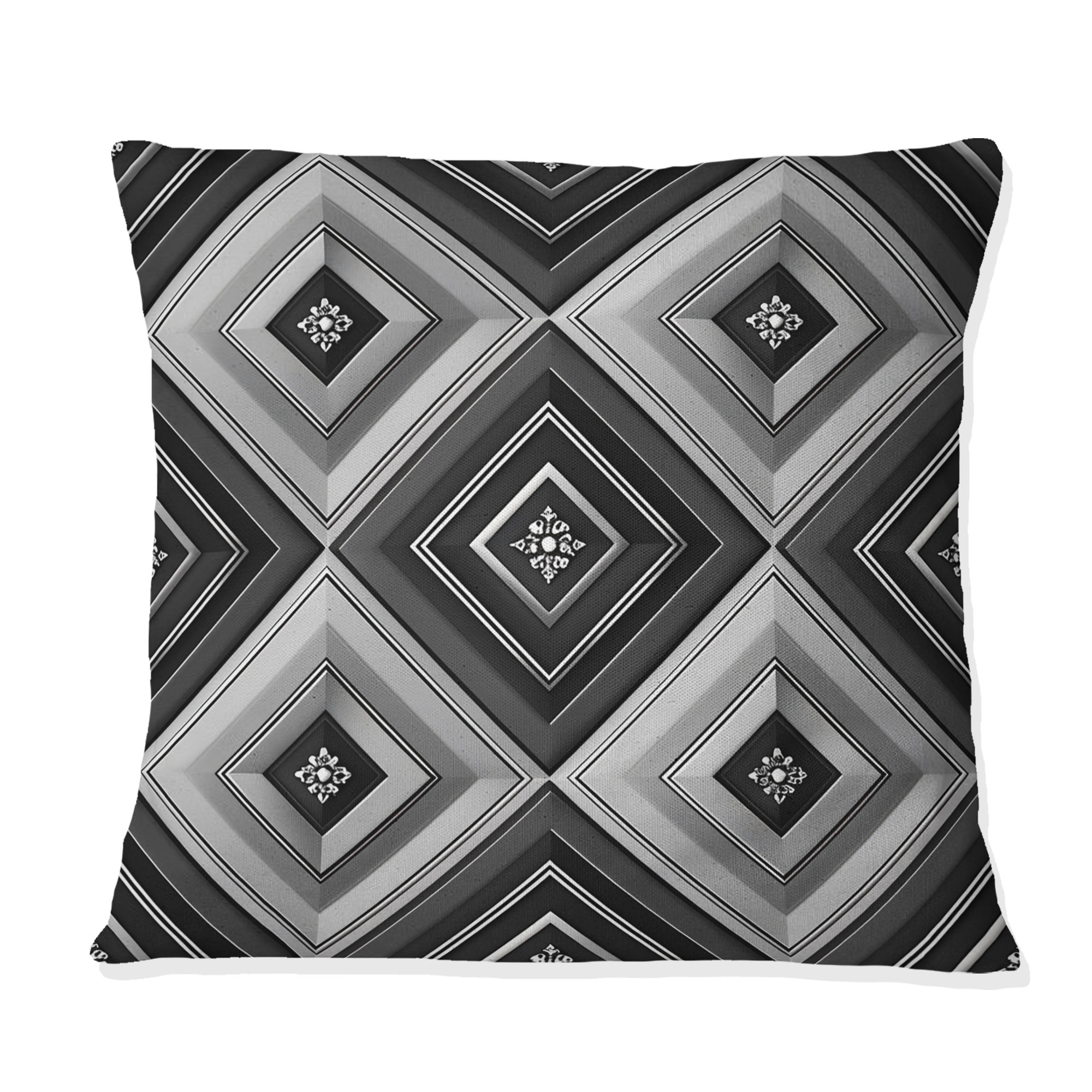 Design Art Black Grey Charcoal Geometric - Transitional Throw Pillow ...
