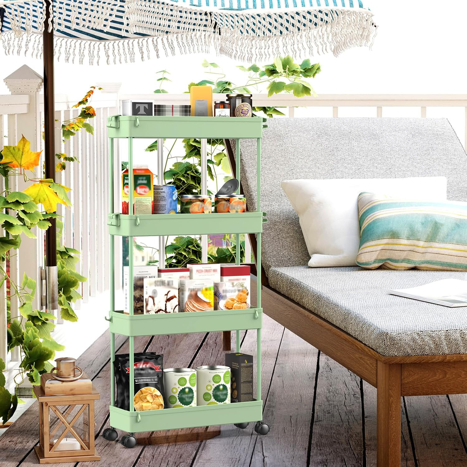 Ebern Designs Slim Rolling Storage Cart 4 Tier Bathroom Organizer ...