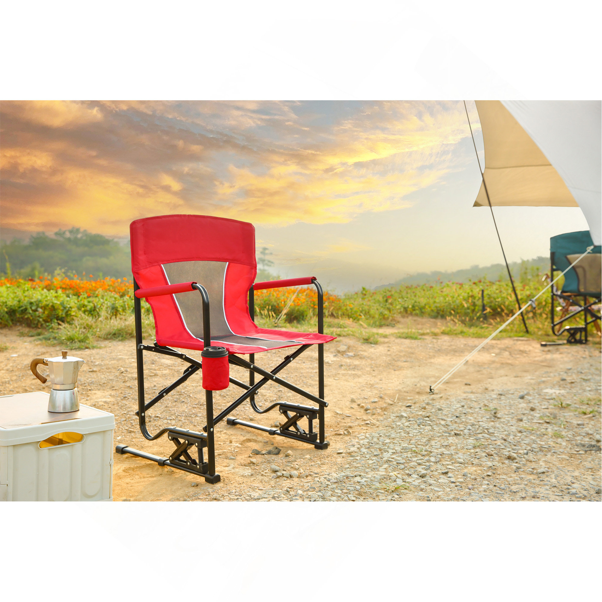Dakota Fields Outdoor Freestyle Rocker Camping Chair Portable Folding ...
