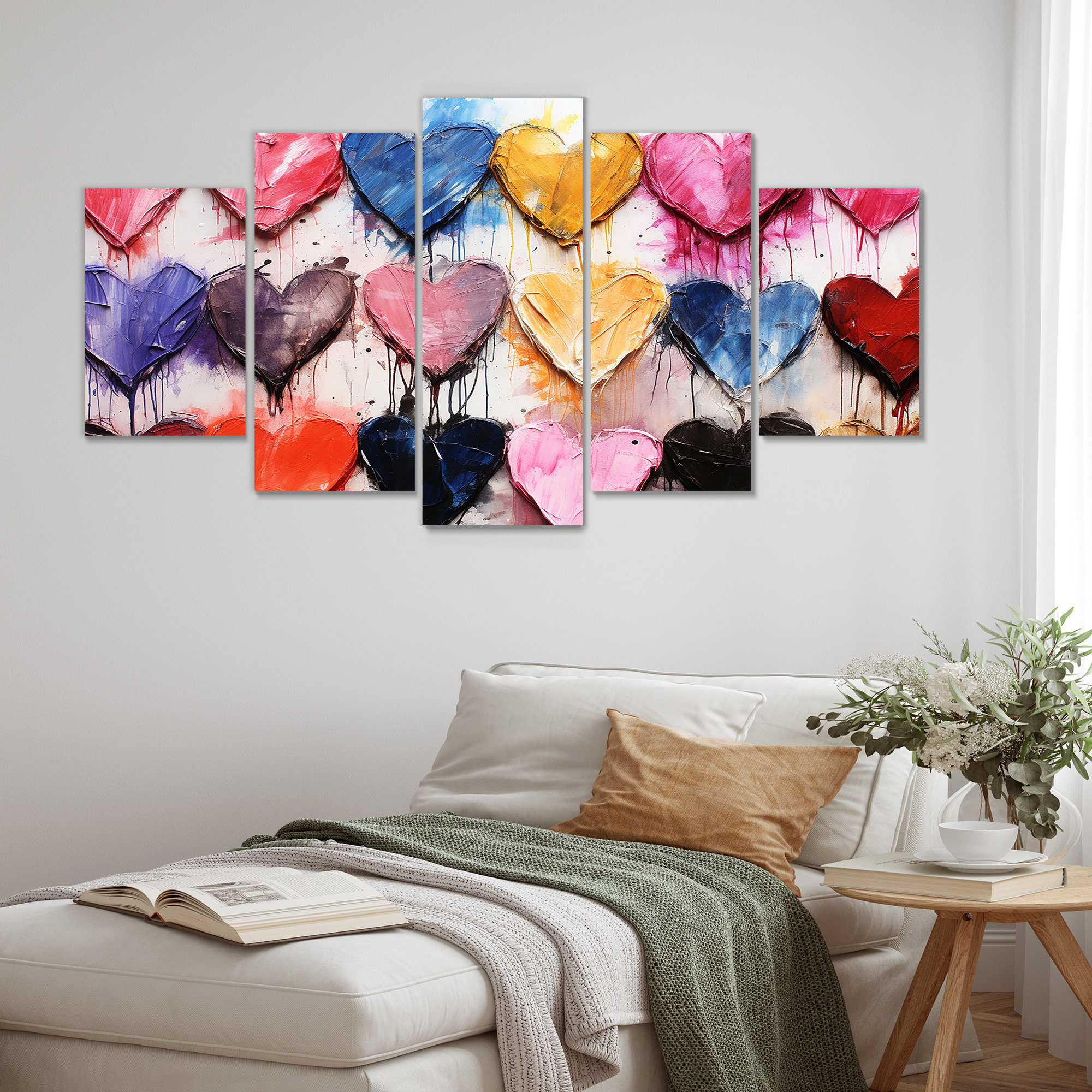 Latitude Run® Pink And Blue Heart Pop Art II - Pop Art Multipanel Wall ...