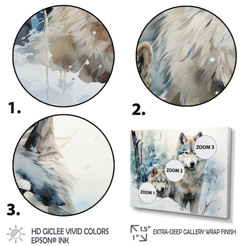 Millwood Pines Snow Wolves In Winter II - Wolf Multipanel Wall Art ...