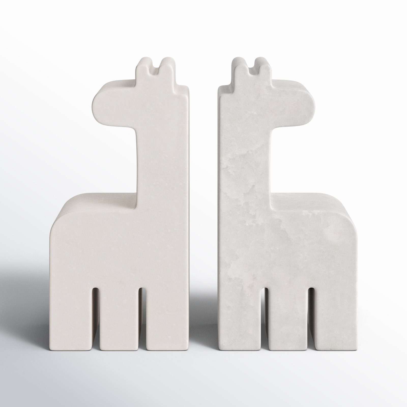 Joss & Main Set of 2 7" Marble White Giraffe Bookends - 3" x 2" x 7 ...
