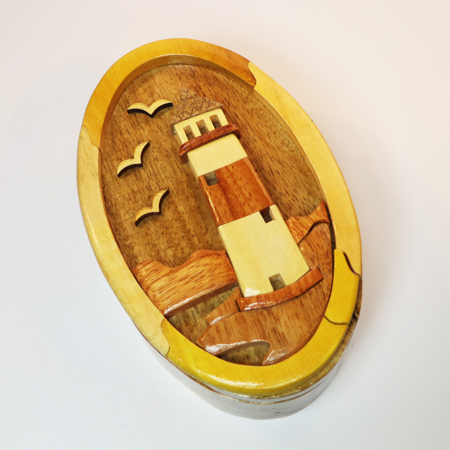 RIX Intarsia Wood Lighthouse Puzzle Box | Wayfair