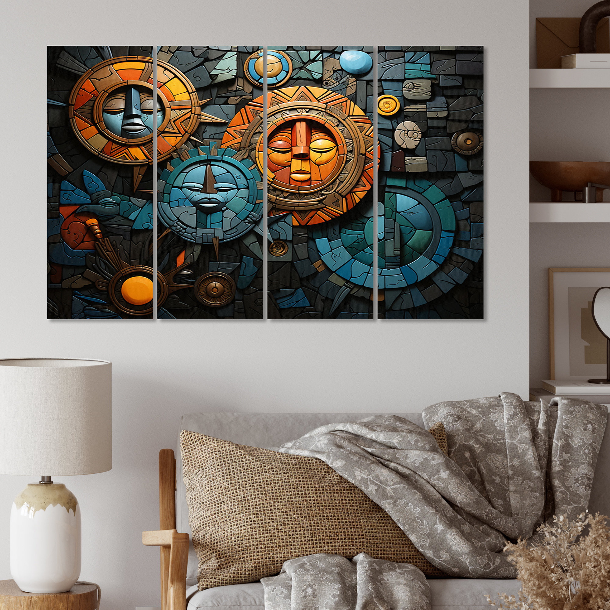 Dakota Fields African Cultural Mosaic - African Metal Wall Art Set ...