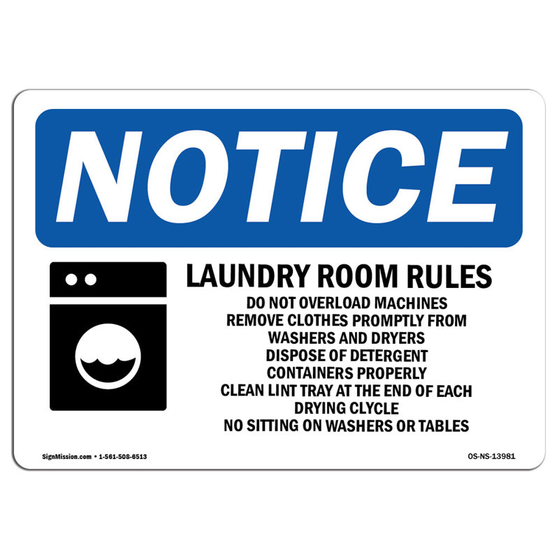 SignMission Laundry Room Rules Do Not Overload Sign | Wayfair