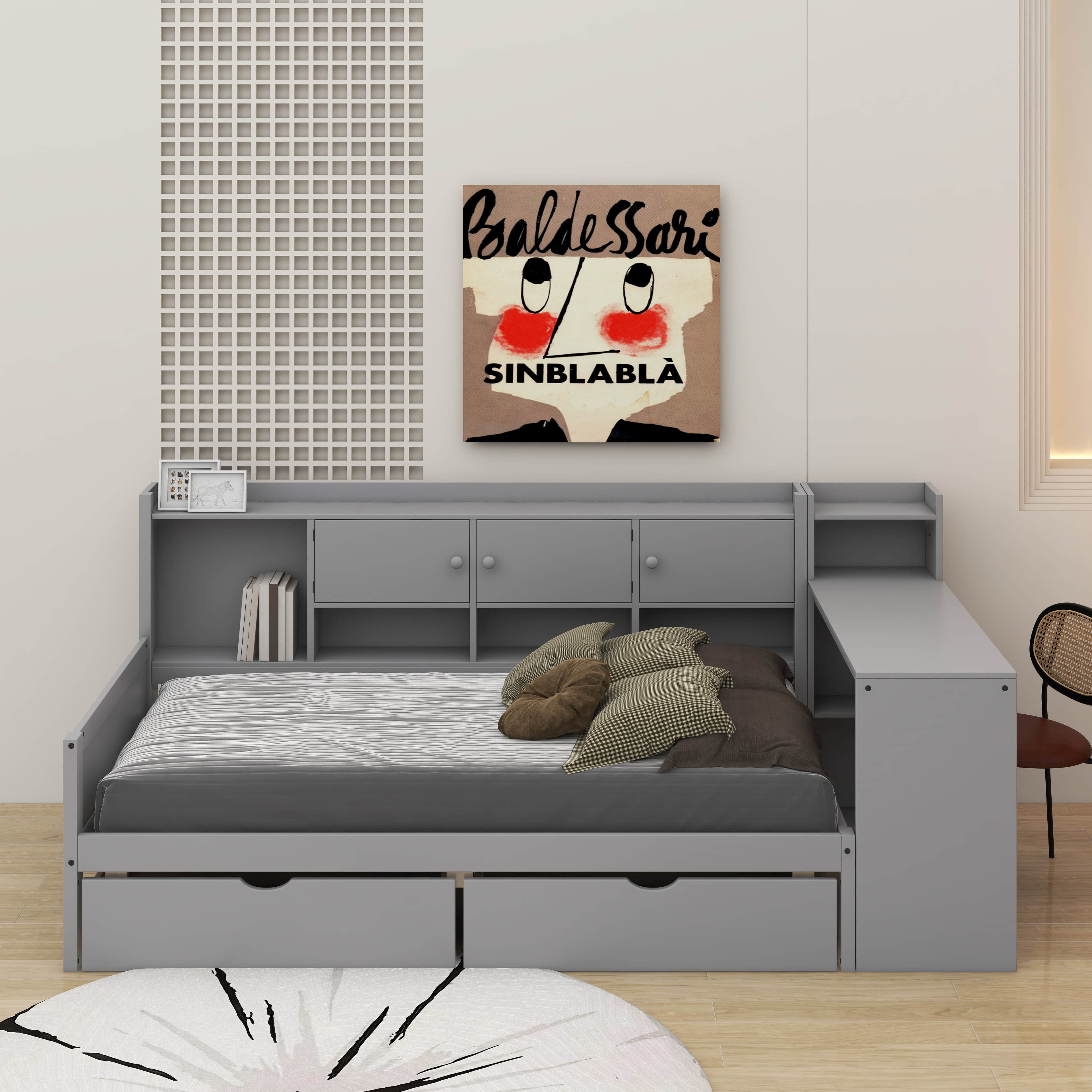 Latitude Run® Twin Size Daybed With 3 Cabinets And 2 Drawers, Wooden L ...