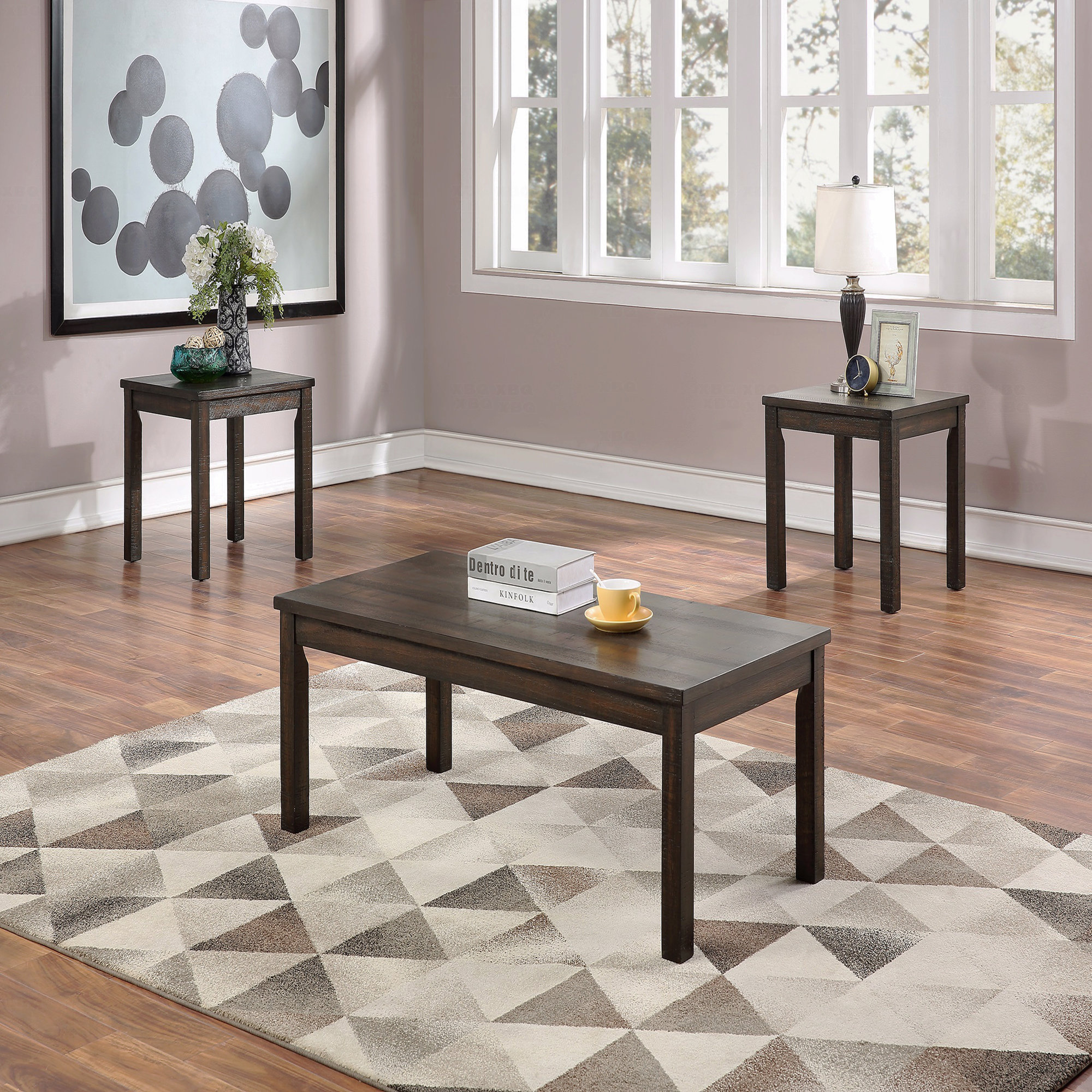 George Oliver 3Pc Classic Coffee Table Set 1 Coffee Table And 2 End ...
