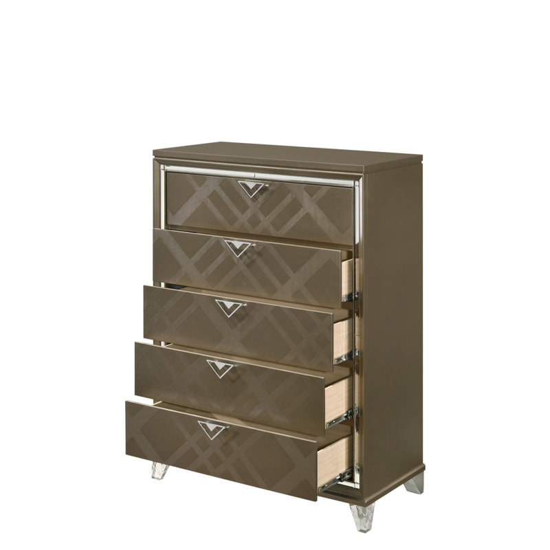ARTISAN CABINETRY & STONE LLC Skylar Dark Champagne Finish Chest | Wayfair