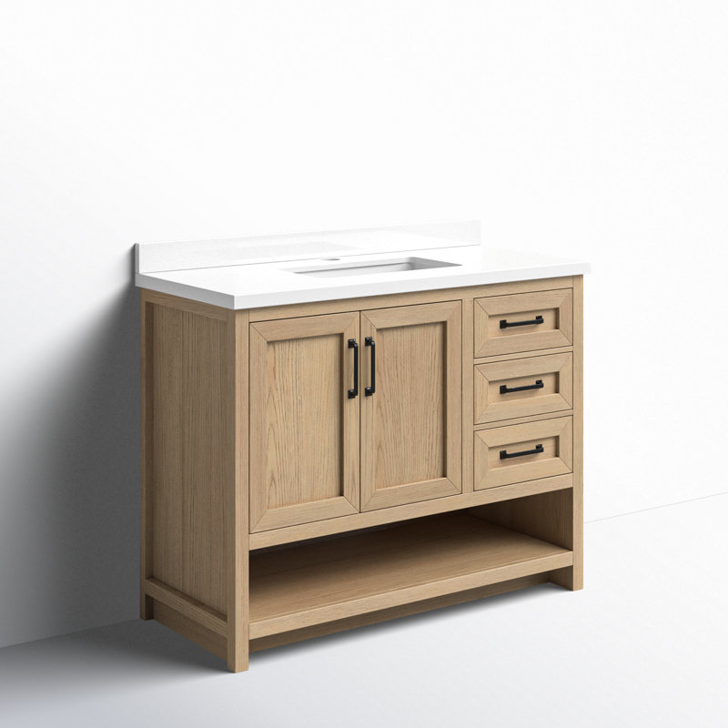 Ari Kitchen & Bath Venice 42" Bathroom Vanity White/Oak Gray Finish ...