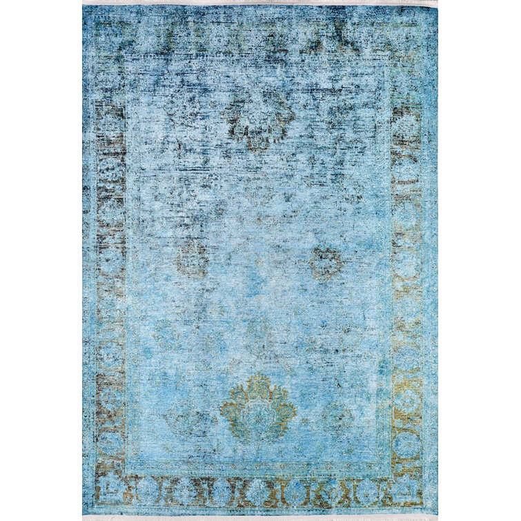 Hargun Runner Usso Medallion Machine Woven Blue Area Rug | Wayfair.co.uk
