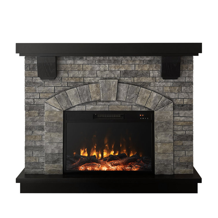 Bancora Faux Stone Mantel Infrared Electric Fireplace