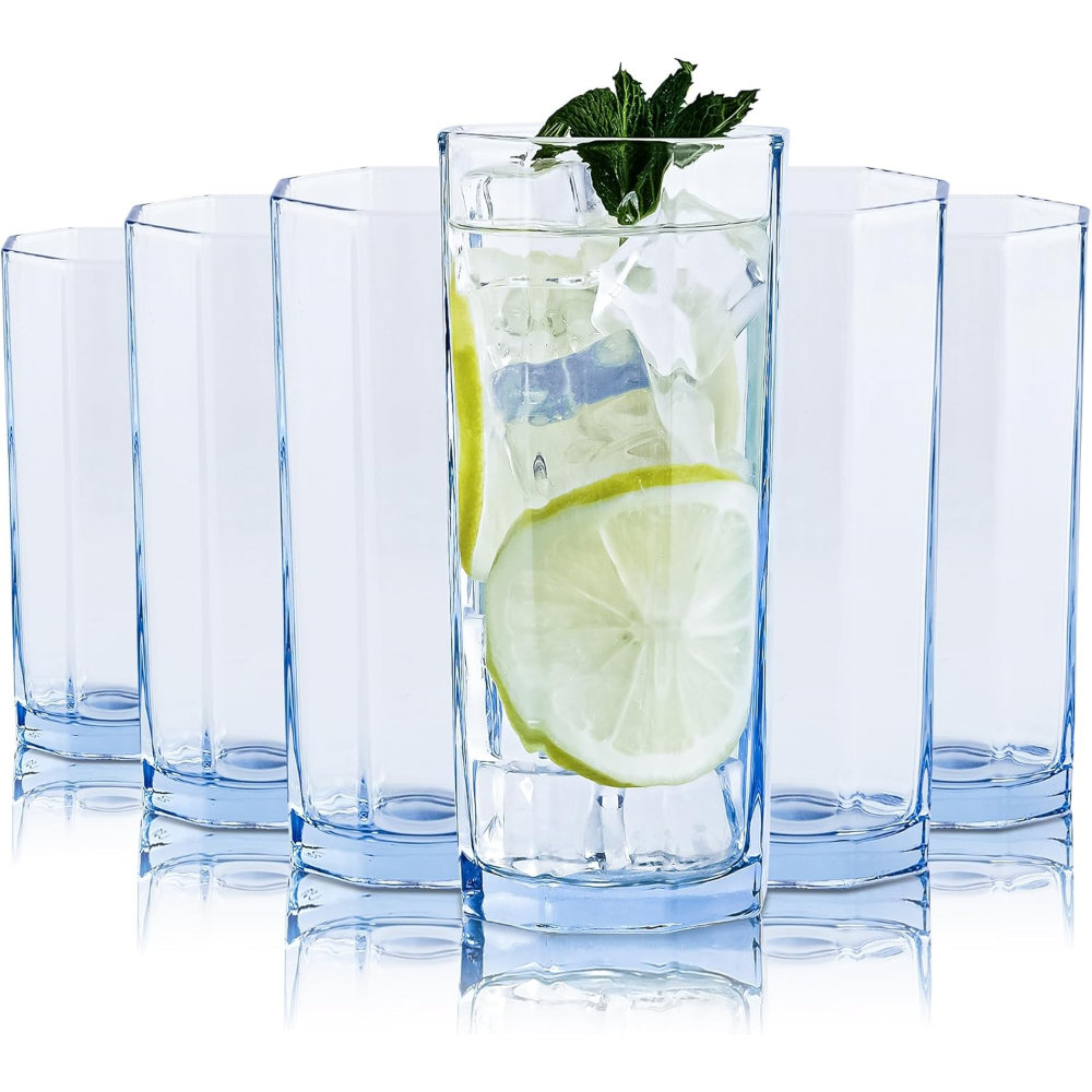 Ebern Designs Geometric Shapes Glass Drinking Glasses Set of 6 ...