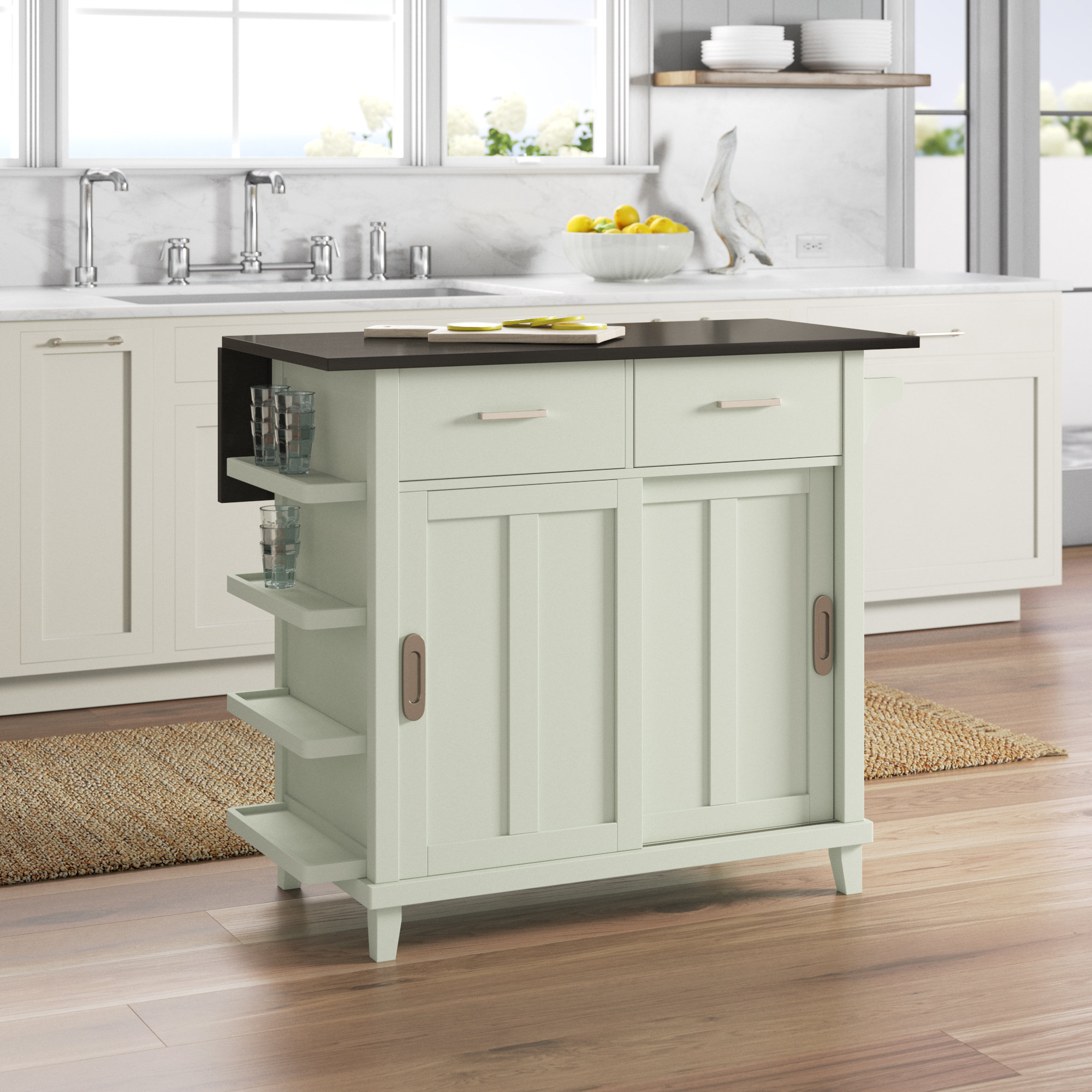 Latitude Run® Annaluisa Freestanding Kitchen Island with Manufactured ...