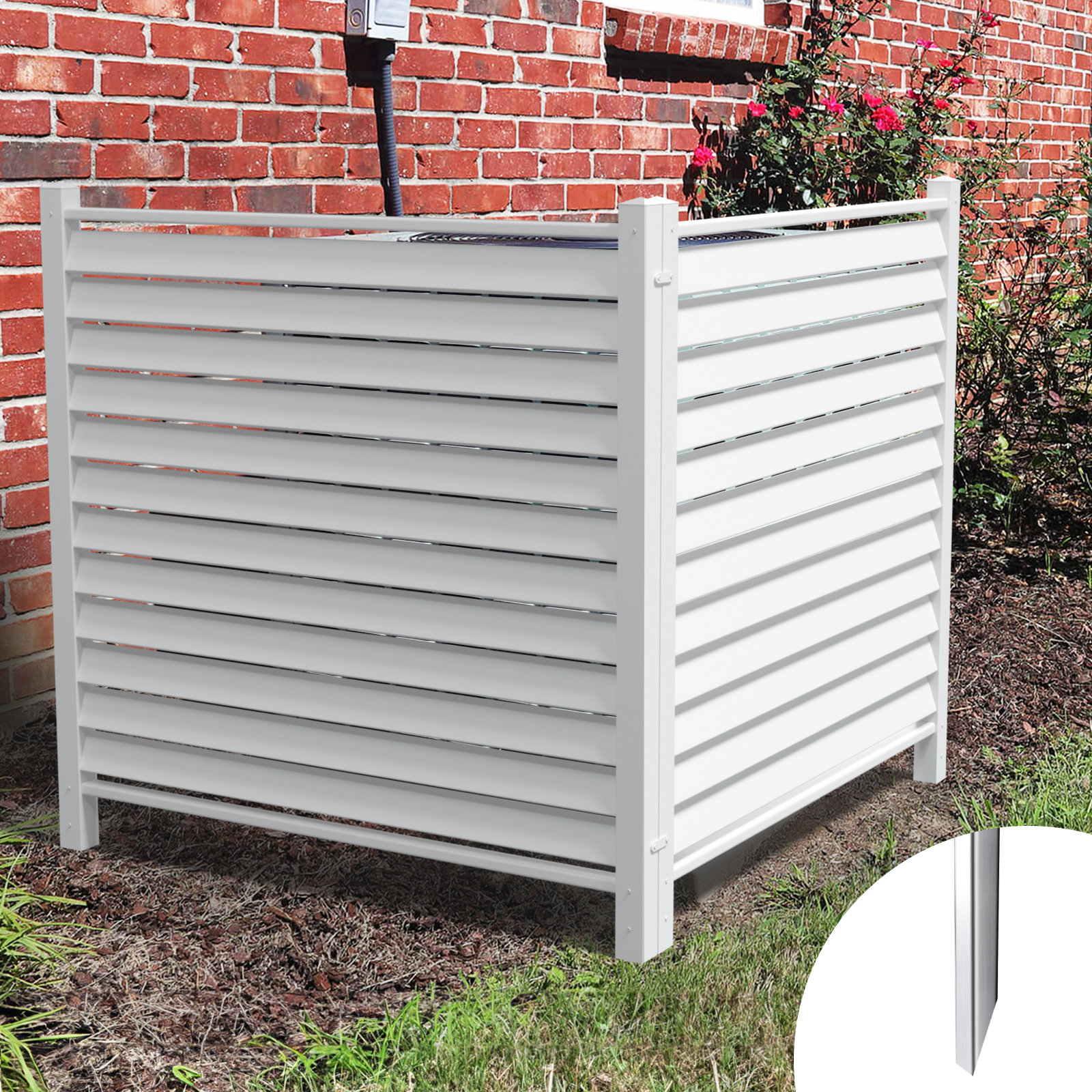 Mcjomy 2-Panel 48 In. W X 48 In. H Vinyl Privacy Screen Air Conditioner ...