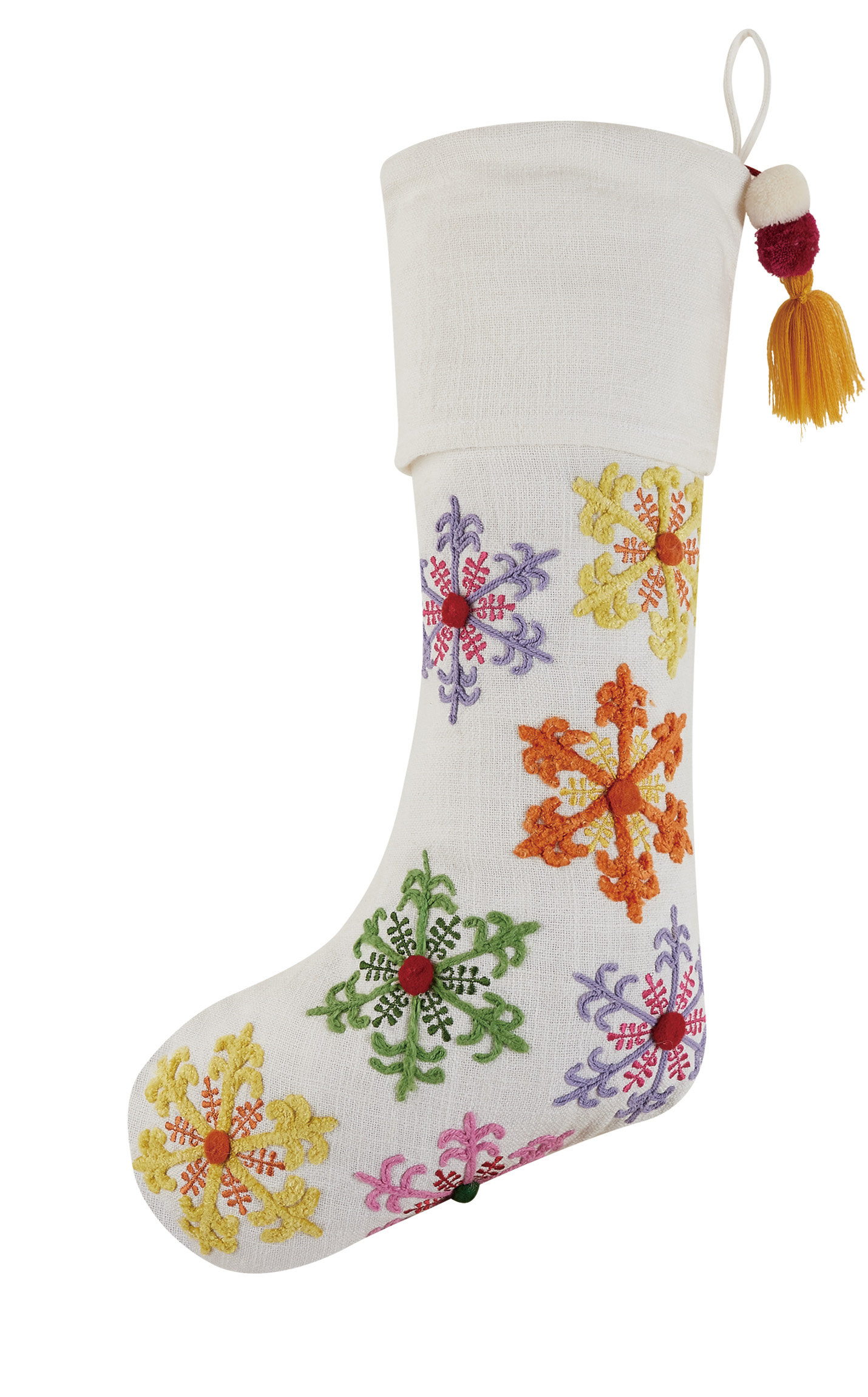 Mistletoe and Co. Snowflakes Embroidered Stocking | Wayfair