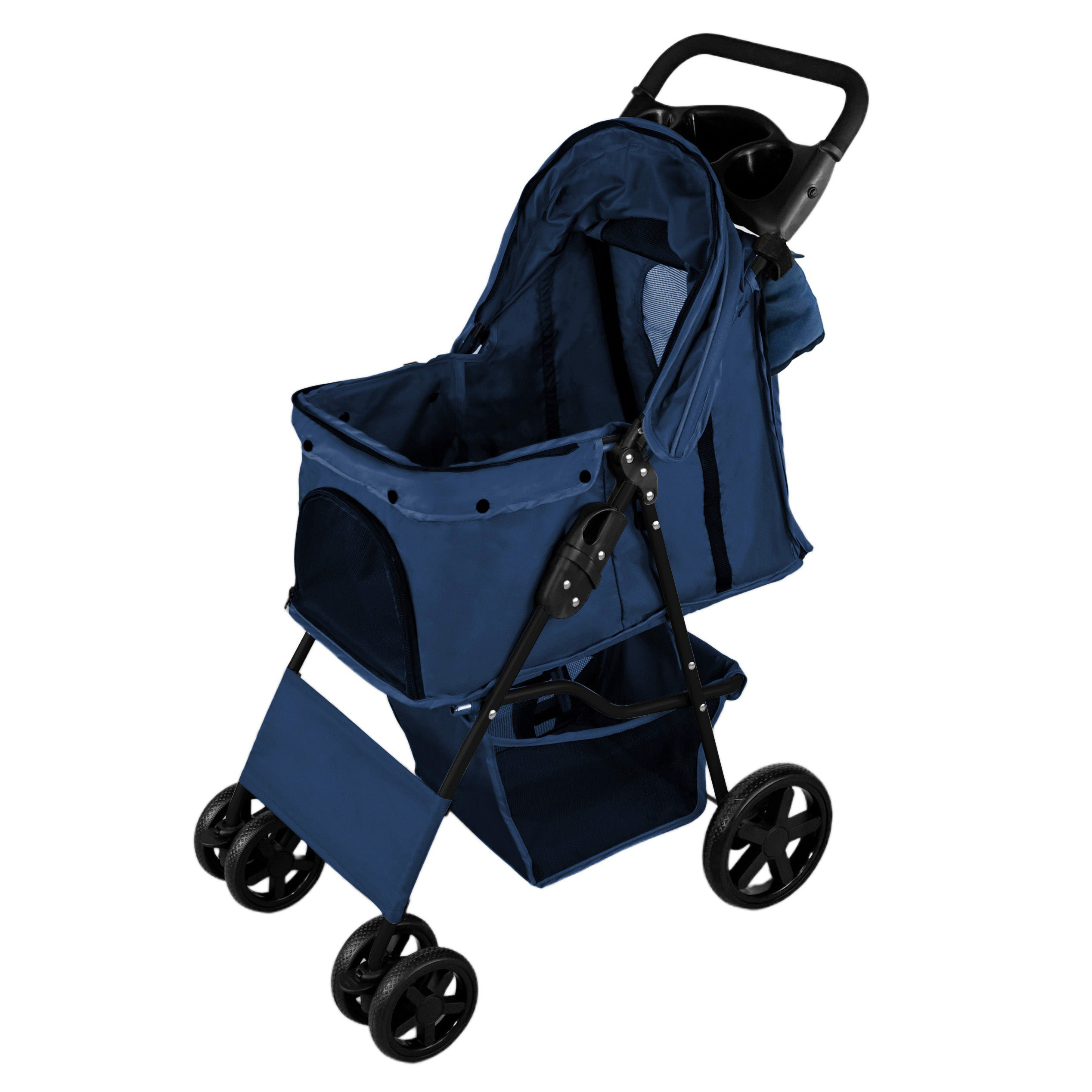 Archie & Oscar Pet Stroller with Rain Cover & Caddy Bag - Navy Blue ...