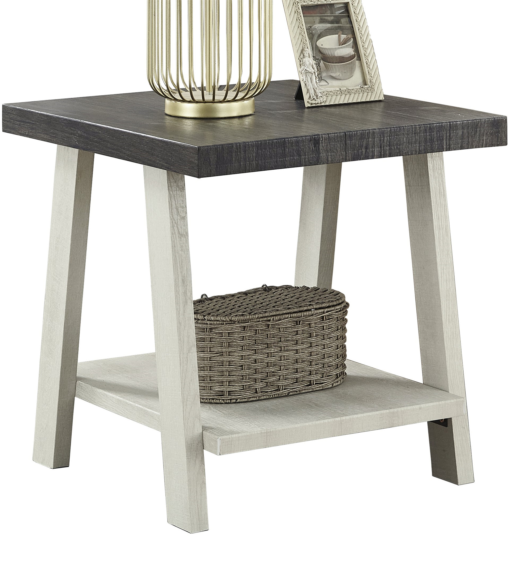 Gracie Oaks Contemporary Two-Tone Accent Table, Wood End Table With ...