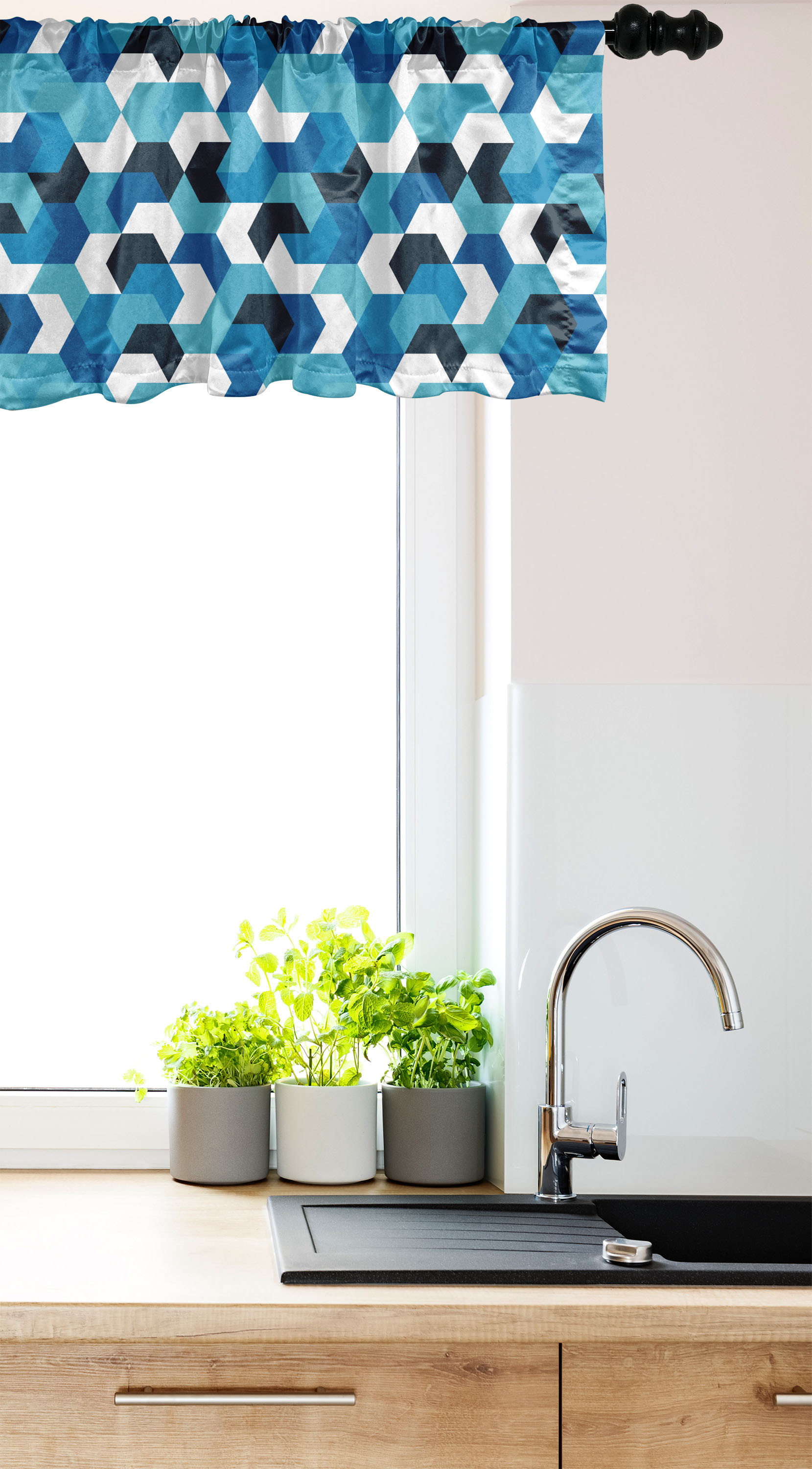 Ambesonne Abstract Valance Pack of 2 Vintage Mid Century Modern Seafoam ...