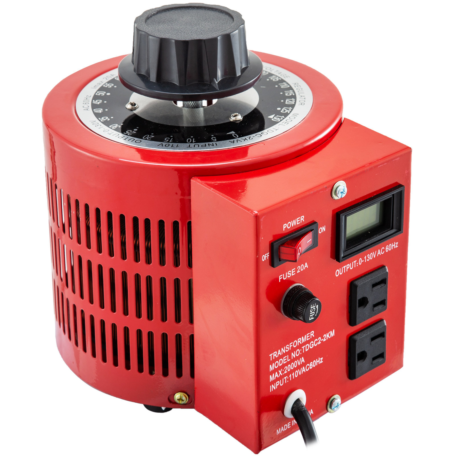 VEVOR Variac Variable Transformer 2KVA LCD 0-130V AC Voltage Built-In ...