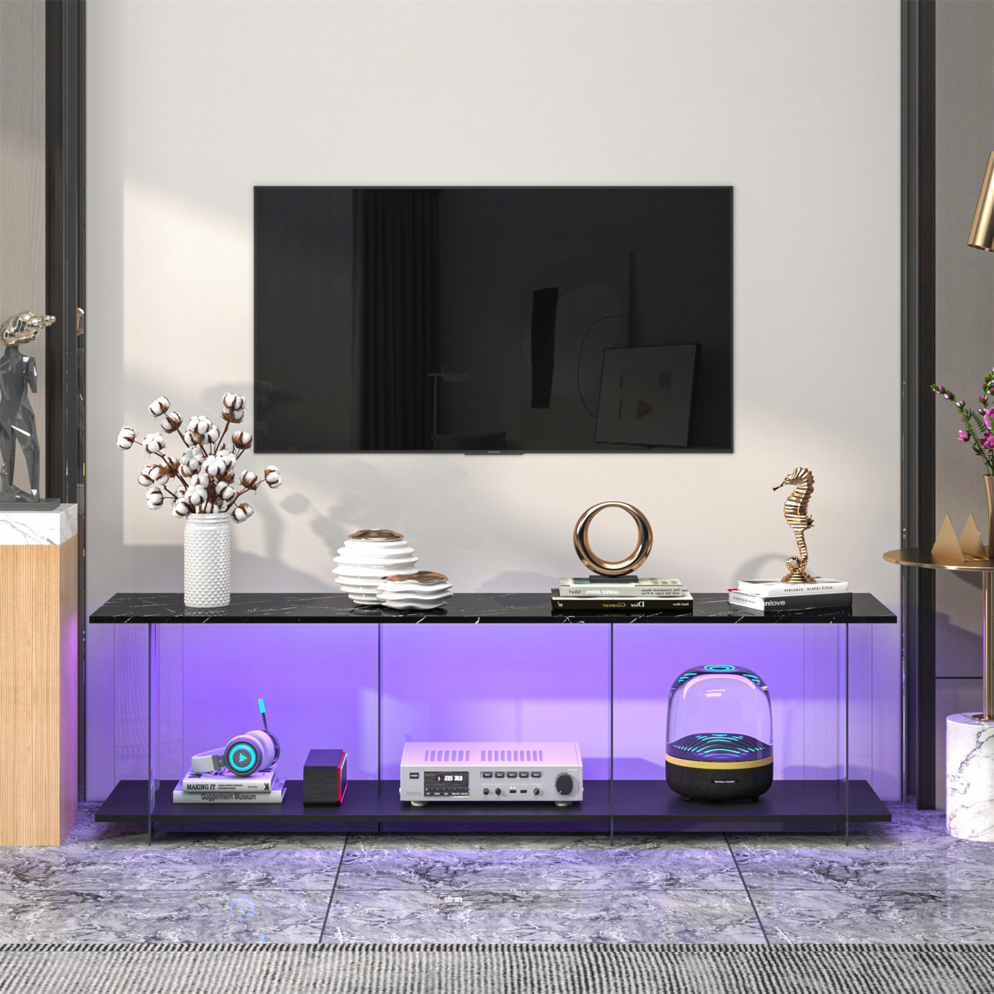 Ivy Bronx TV stand, yakeli partition TV cabinet, table imitation marble ...