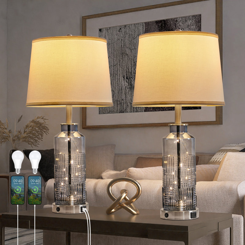 Wrought Studio™ Kait Glass USB Table Lamp "& Reviews" | Wayfair